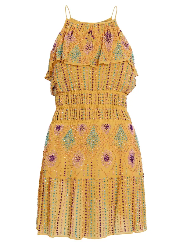 Antik Batik Louise Embellished Chiffon Mini Dress - Mustard