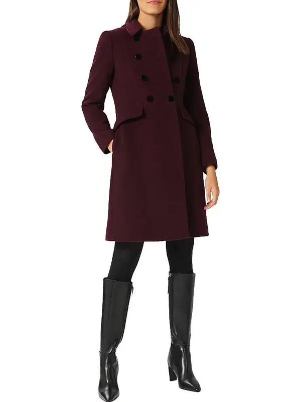 HOBBS LONDON Janaya Double Breasted Princess Coat - Mullberry Red