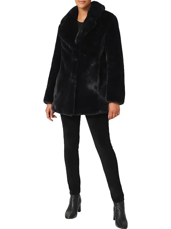 HOBBS LONDON Briony Faux Fur Coat - Navy Blue
