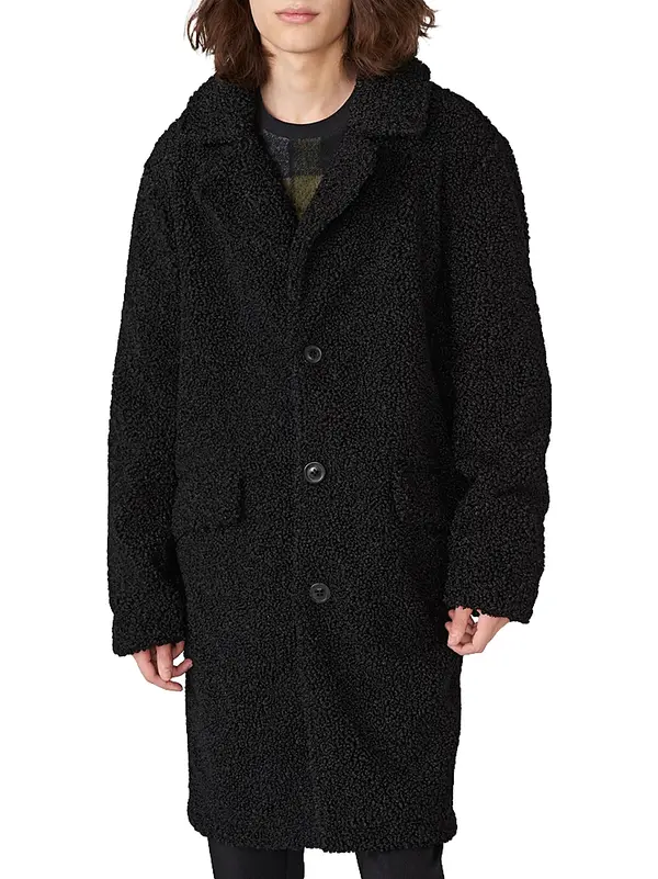 Karl Lagerfeld Paris Fleece Regular Fit Coat - Black
