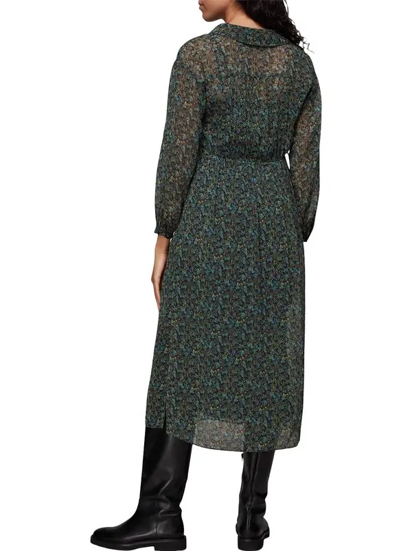 Whistles Stitch Floral Print Midi Dress - Green/multi