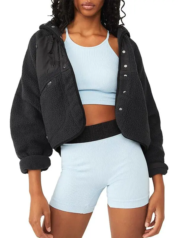 Free People Hit The Slopes Fleece Jacket - Black