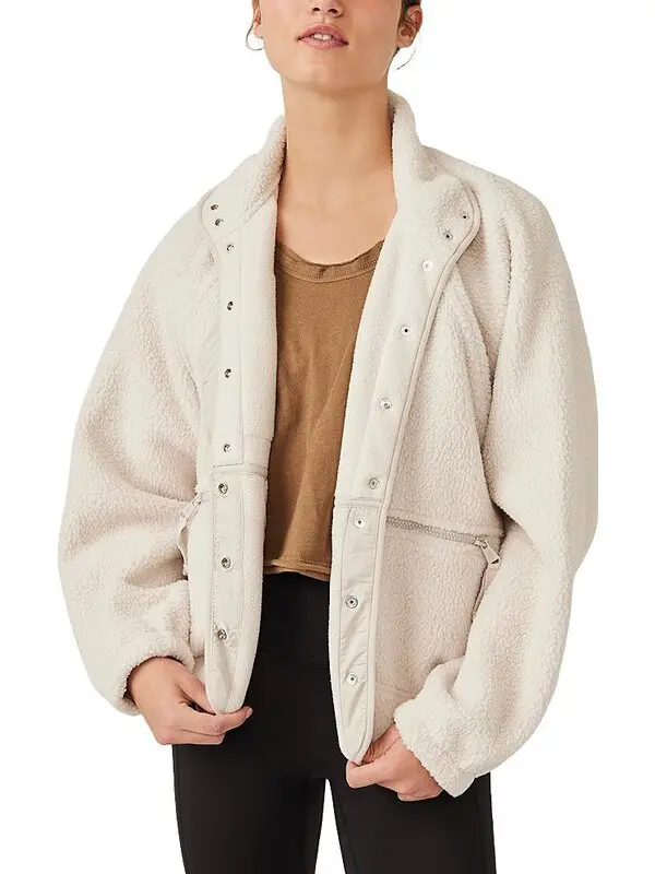 Free People Hit The Slopes Fleece Jacket - Muted Beige