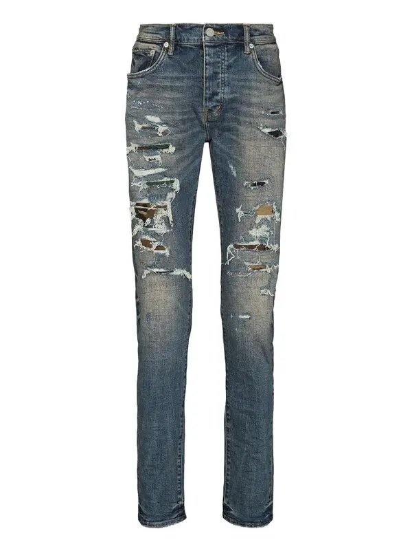 PURPLE BRAND Ripped Skinny-cut Jeans - Blue