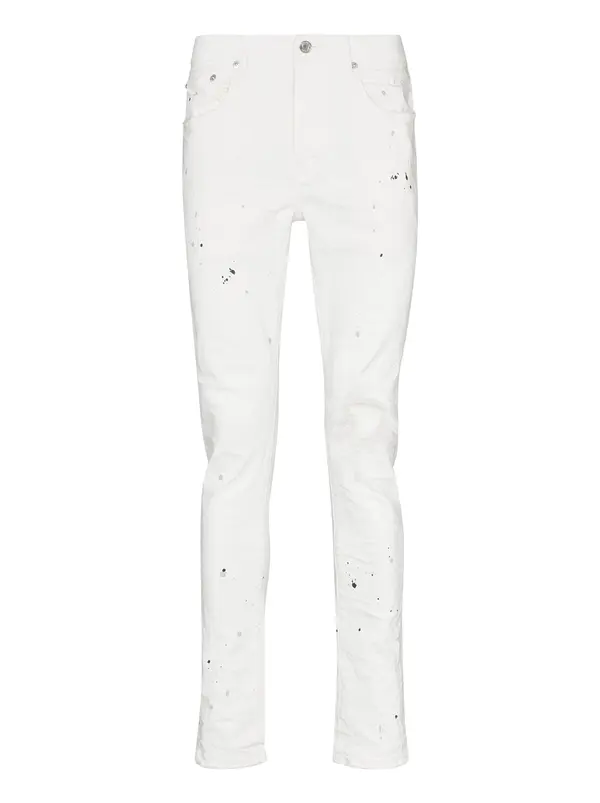PURPLE BRAND Paint Splatter Skinny Jeans - White