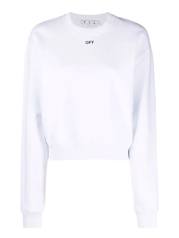 Off-White Off-stamp Cropped Sweatshirt - White