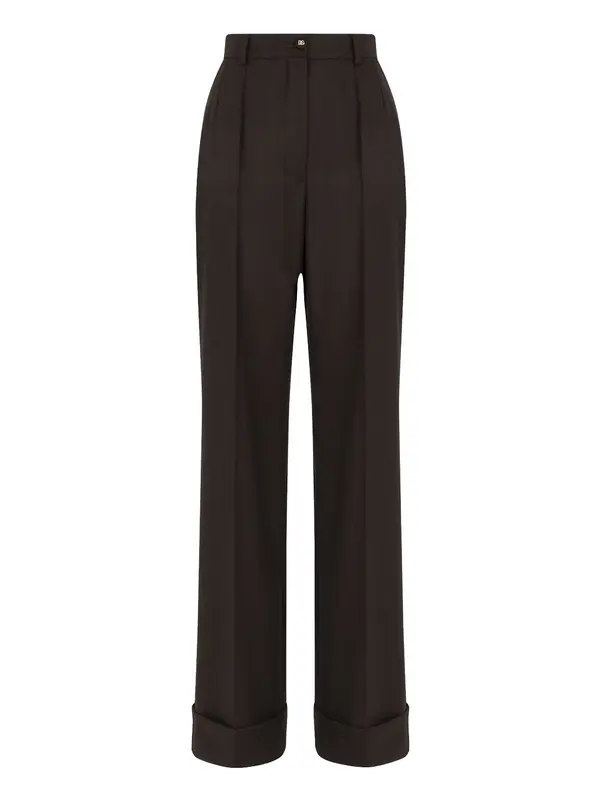 Dolce & Gabbana Wool Palazzo Trousers - Black