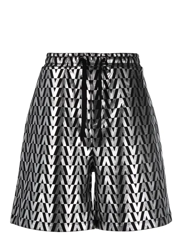 Valentino Garavani High-shine Monogram Shorts - Black