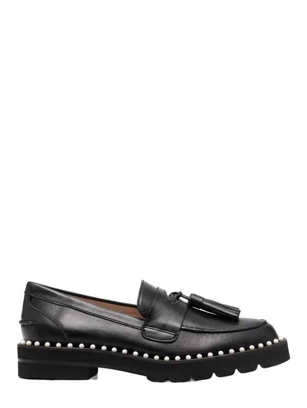 STUART WEITZMAN Mila Pearl-embellished Loafers - Black