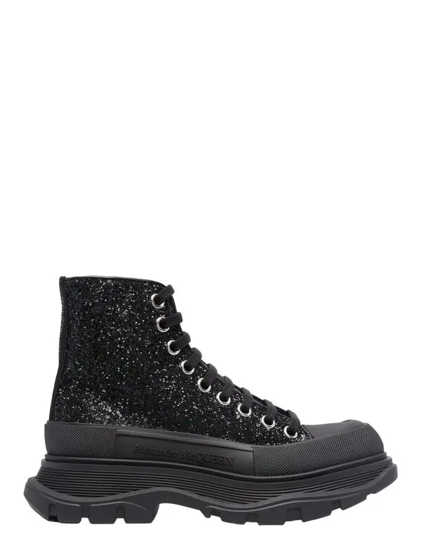 Alexander McQueen Tread Slick Glitter Ankle Boots - Black