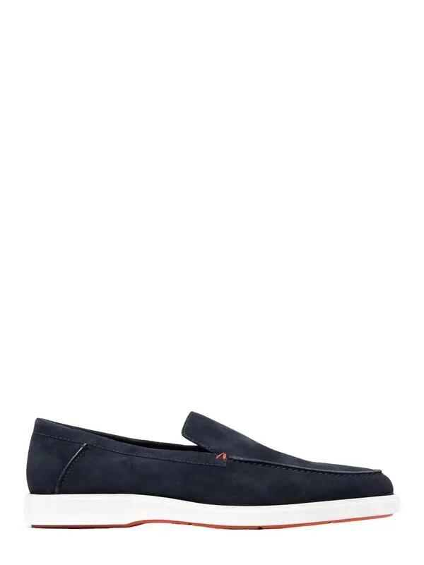 Santoni Suede Slip-on Loafers - Blue