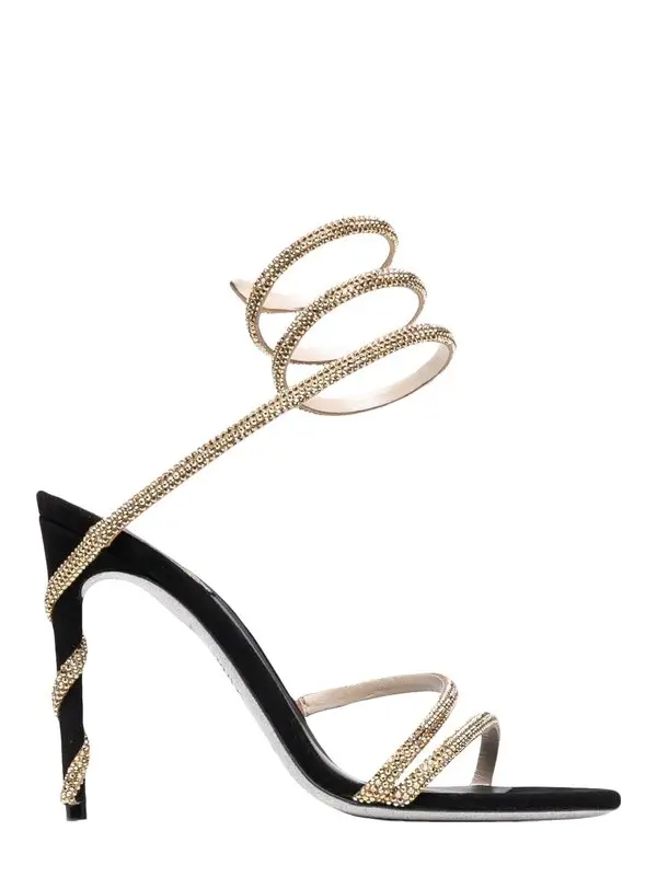 Rene Caovilla Margot 105mm Jewelled Snake Sandals - Black