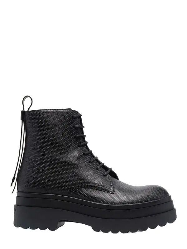 Red Valentino Lace-up Thick Sole Boots - Black