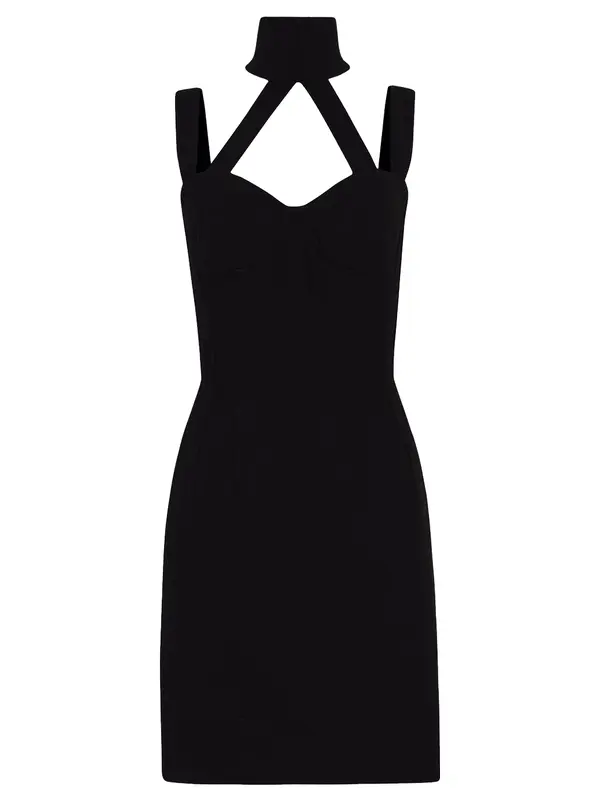 Dolce & Gabbana Halterneck Sable Minidress - Black