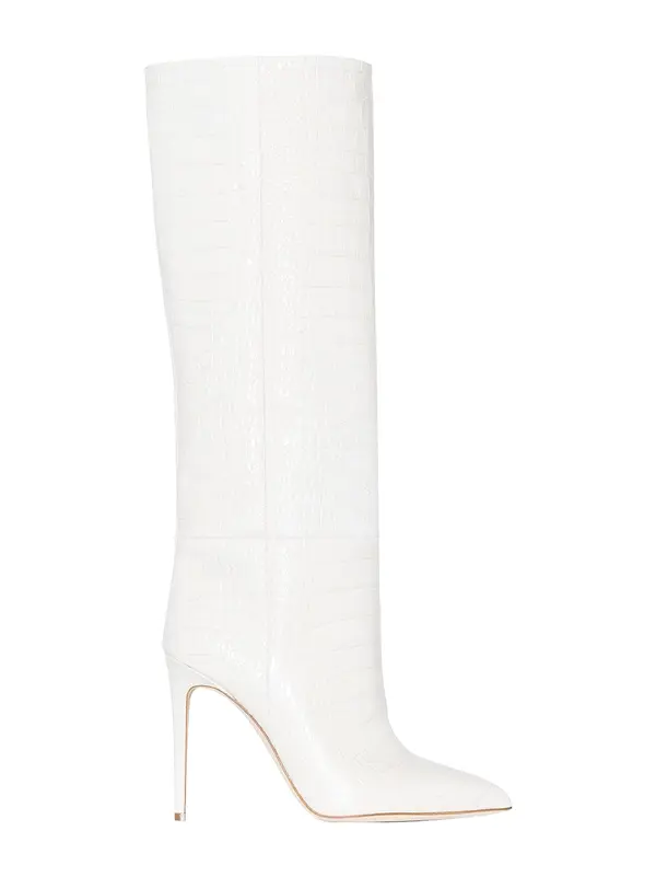 Paris Texas 105mm Crocodile-effect Knee-high Boots - Neutrals