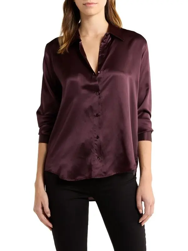 L'Agence Tyler Silk Blouse - Dark Malbec