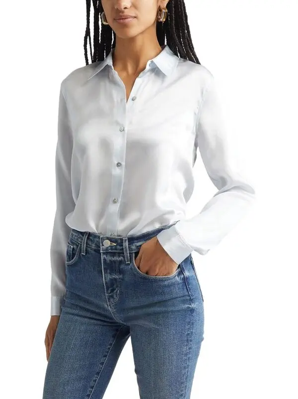 L'Agence Tyler Silk Blouse - Pale Mist Blue
