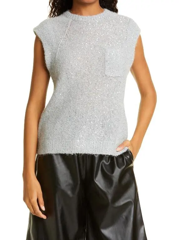 ATM Anthony Thomas Melillo Sequin Sweater Vest - Fog