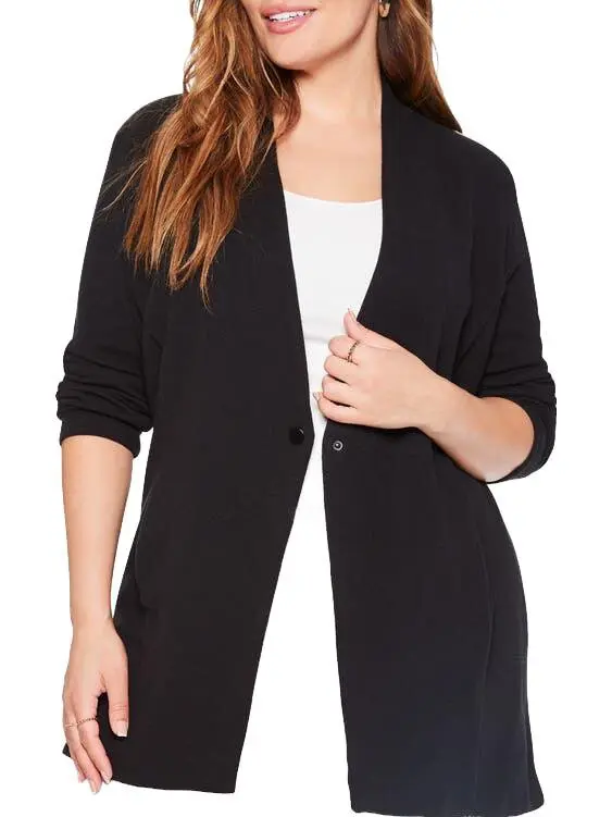 NIC+ZOE Grace Open Front Knit Jacket - Black Onyx