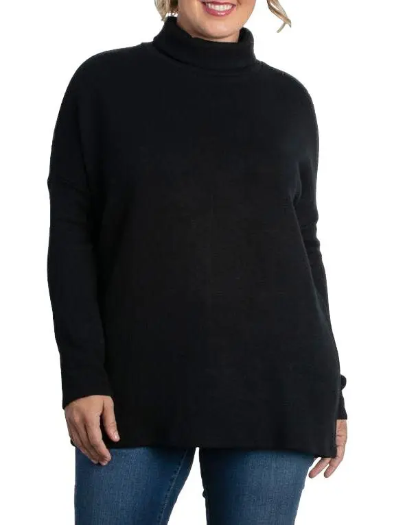 KIYONNA Paris Turtleneck Tunic Sweater - Black Noir