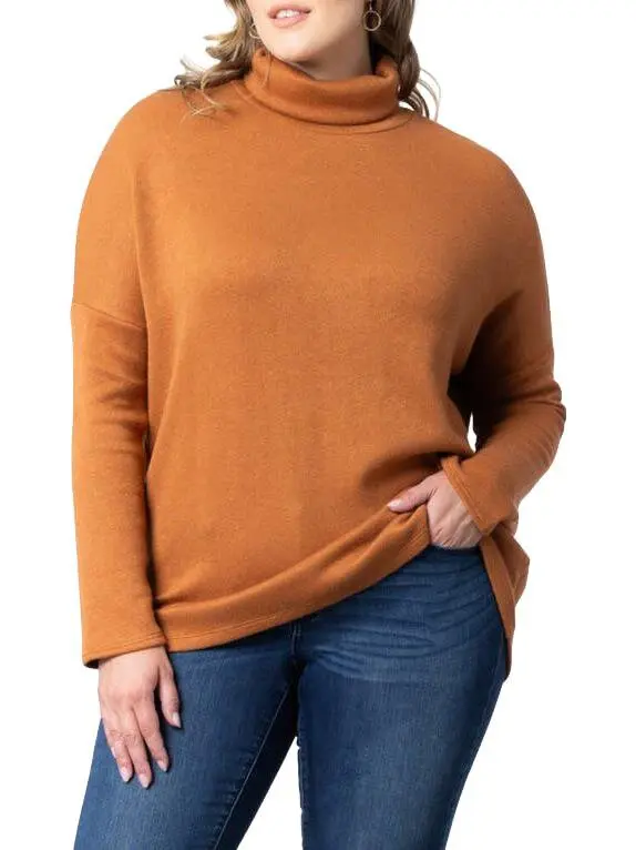 KIYONNA Paris Turtleneck Tunic Sweater - Camel