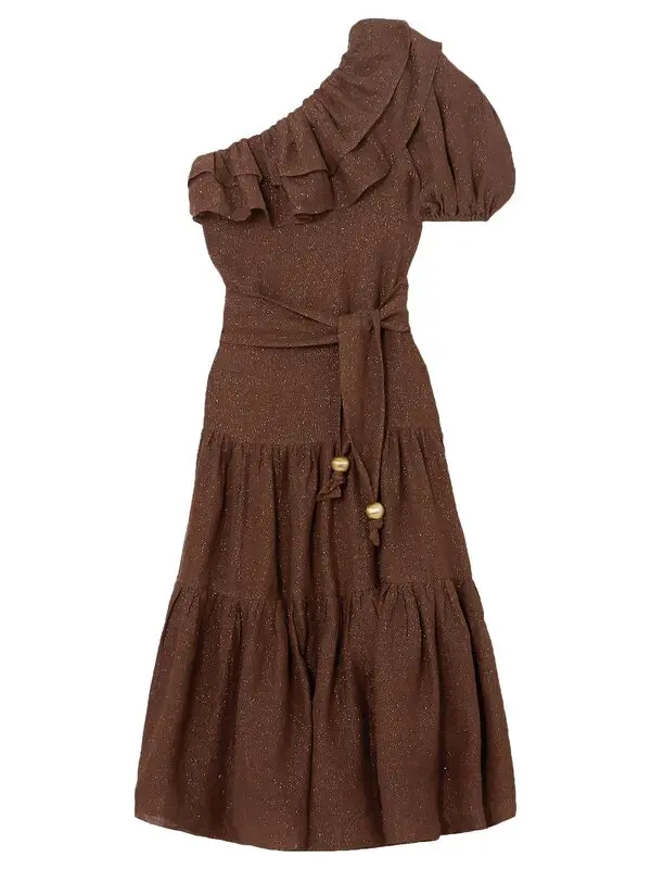 Lisa Marie Fernandez Arden One-shoulder Maxi Dress - Brown