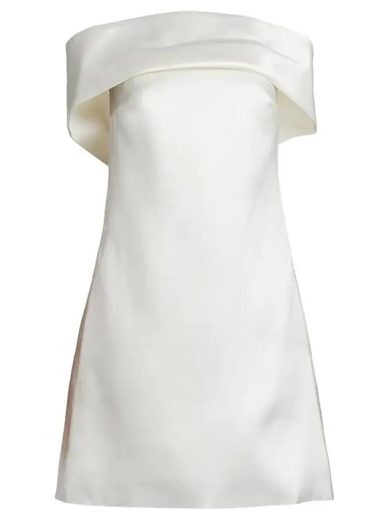 Amsale Mikado Off-the-shoulder Shift Dress - Ivory