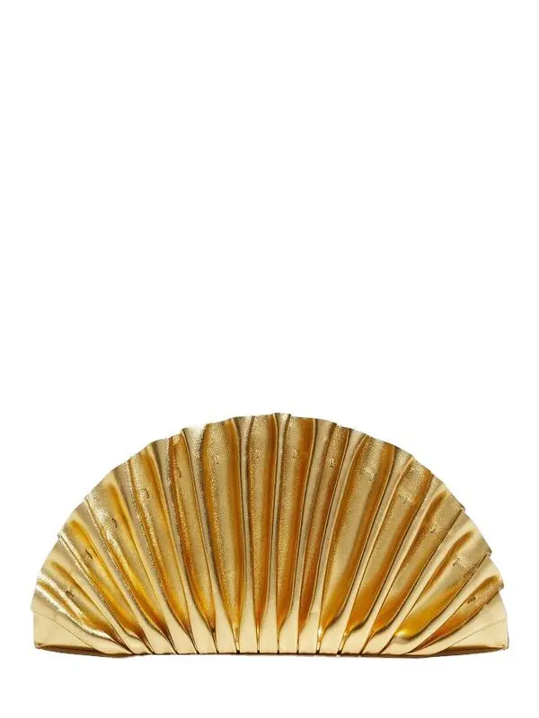 Cult Gaia Mini Nala Metallic Leather Clutch - Gold