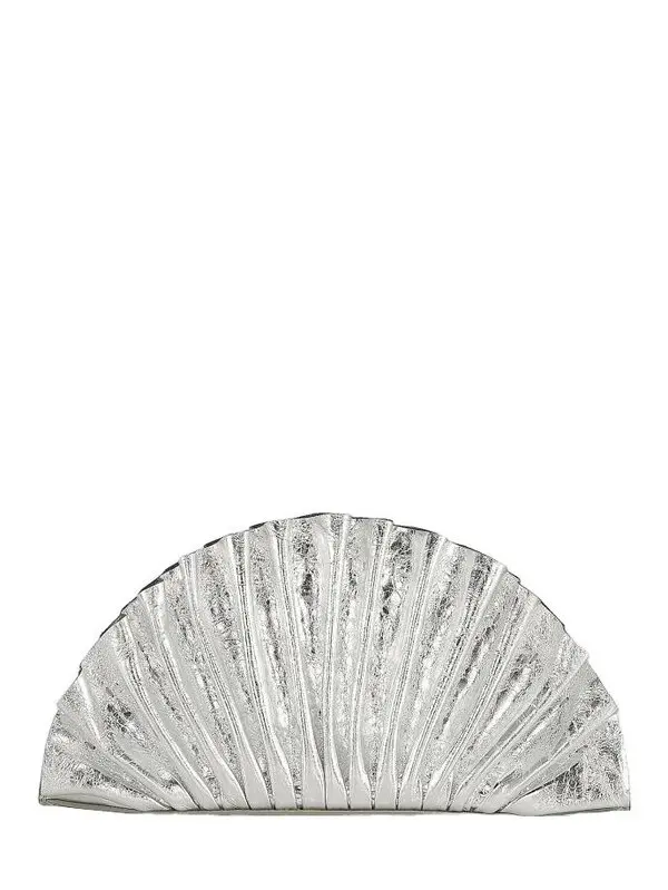 Cult Gaia Mini Nala Metallic Leather Clutch - Silver