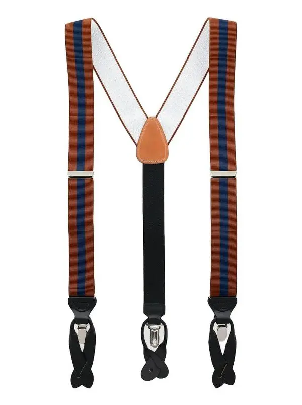 Trafalgar Oliver Striped Suspenders - Rust Blue