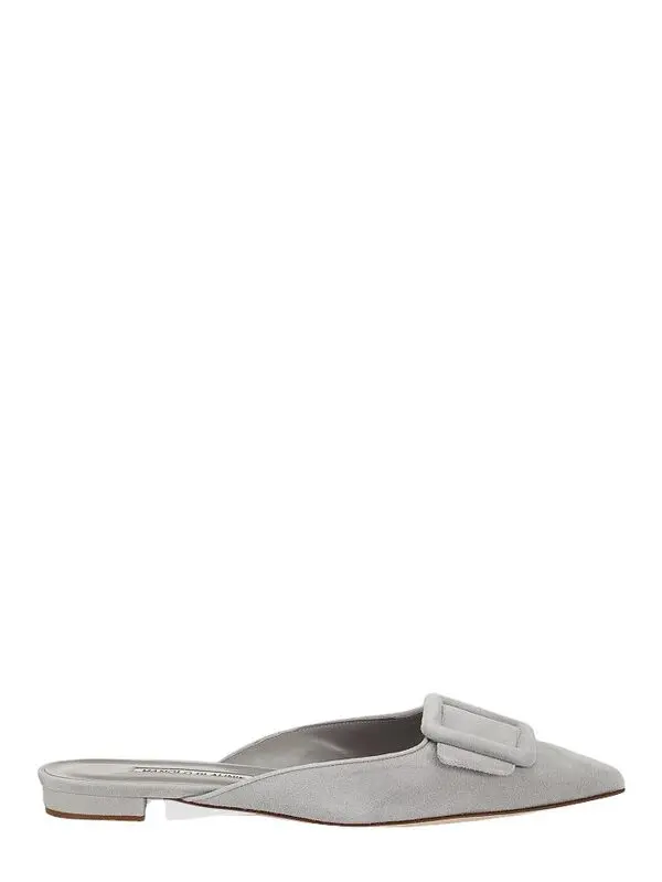Manolo Blahnik Maysale Suede Flats - Grey