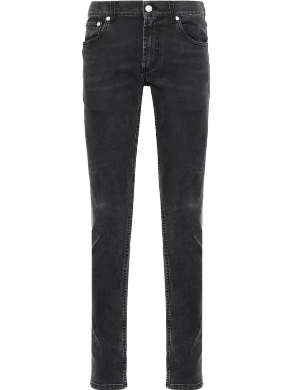 Alexander McQueen Logo-embroidered Straight Leg Jeans - Black