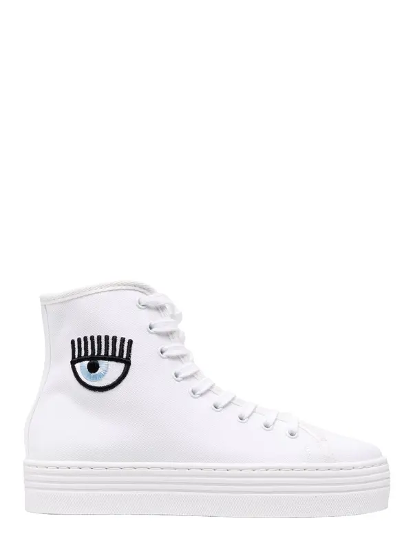 CHIARA FERRAGNI Patch-detail Lace-up Sneakers - White