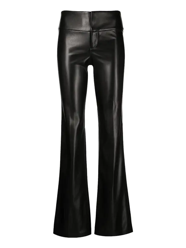 Alice + Olivia Olivia Vegan Leather Flared Trousers - Black
