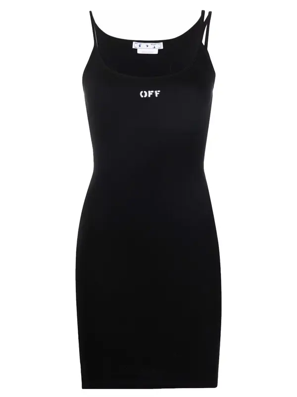 Off-White Off Stamp Ribbed Dress - Black