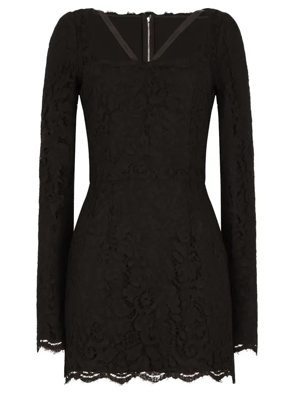 Dolce & Gabbana Long-sleeve Lace Minidress - Black