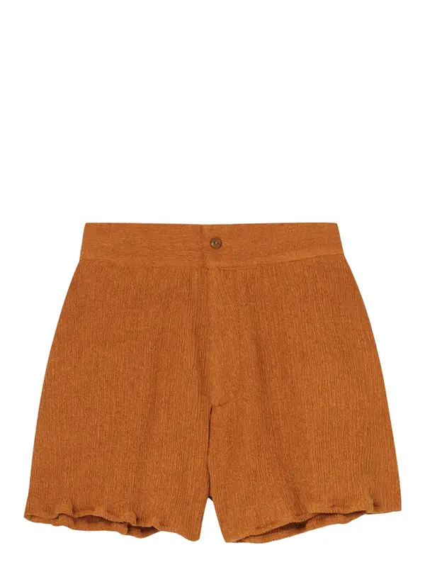 Savannah Morrow Verita Crinkled Silk And Bamboo-blend Shorts - Orange
