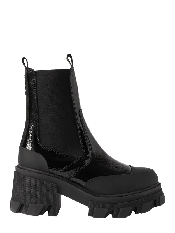 GANNI Patent-leather Platform Chelsea Boots - Black