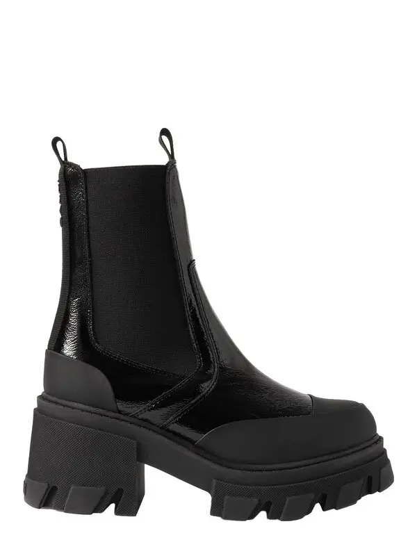 GANNI Patent-leather Platform Chelsea Boots - Black