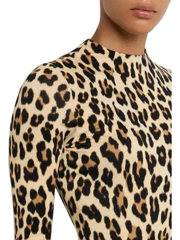 Alice + Olivia Delora Fitted Mock-neck Dress - Leopard