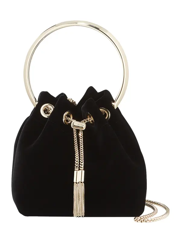 JIMMY CHOO Bon Bon Velvet Top Handle Bag - Black