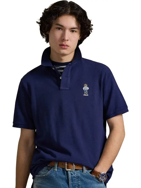Ralph Lauren Classic Fit Polo Bear Mesh Polo Shirt - Freshwater Denim Bear