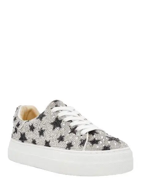 Betsey Johnson Sidny Crystal Pavé Platform Sneakers - Black Star