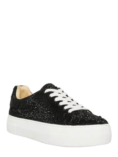 Betsey Johnson Sidny Crystal Pavé Platform Sneakers - Black
