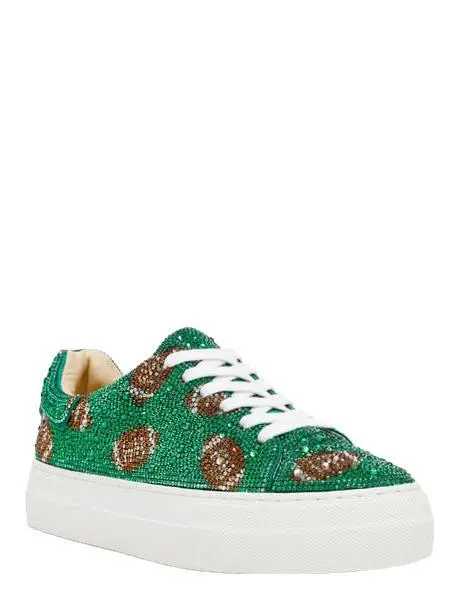Betsey Johnson Sidny Crystal Pavé Platform Sneakers - Green Football