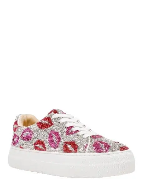 Betsey Johnson Sidny Crystal Pavé Platform Sneakers - Multi Lips