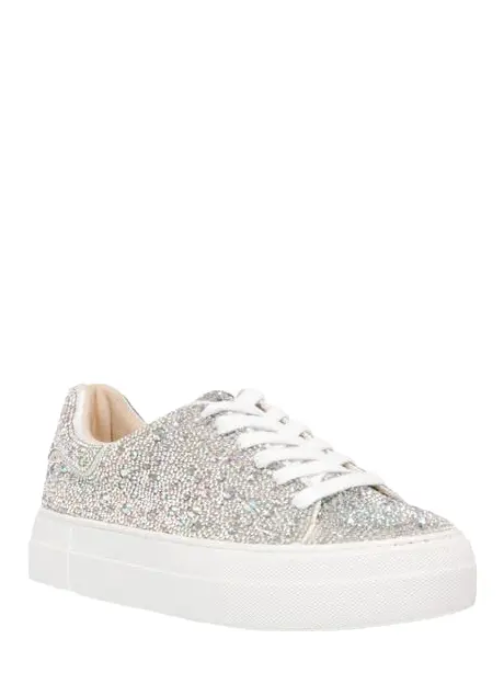 Betsey Johnson Sidny Crystal Pavé Platform Sneakers - Rhinestone