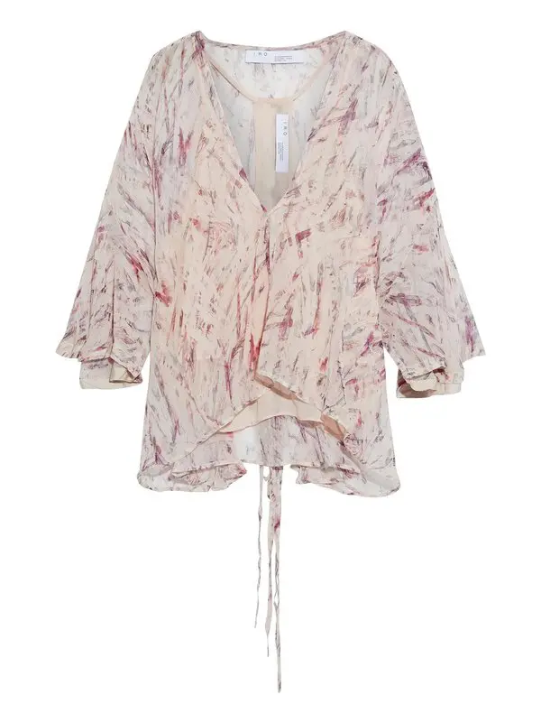 IRO PARIS Asymmetric Printed Silk-chiffon Blouse - Blush
