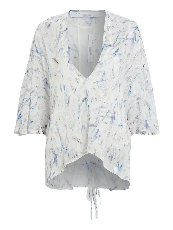 IRO PARIS Asymmetric Printed Silk-chiffon Blouse - Off-white
