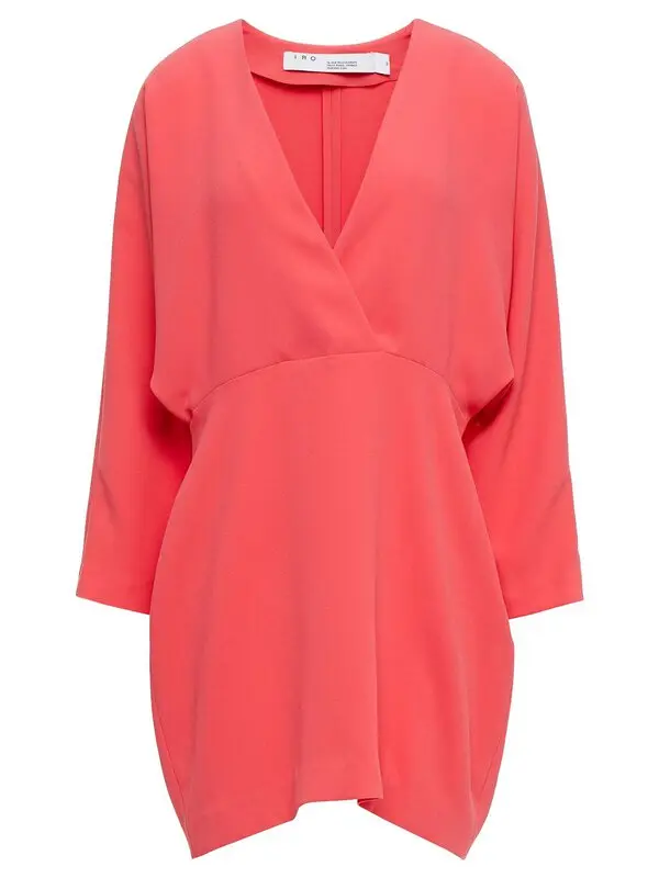IRO PARIS Detina Wrap-effect Crepe Mini Dress - Coral
